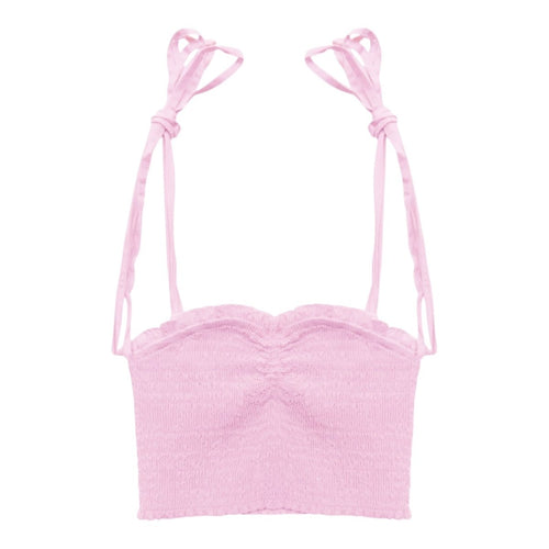BABY PINK CHALLIS CHER SMOCKED SWEETHEART TOP