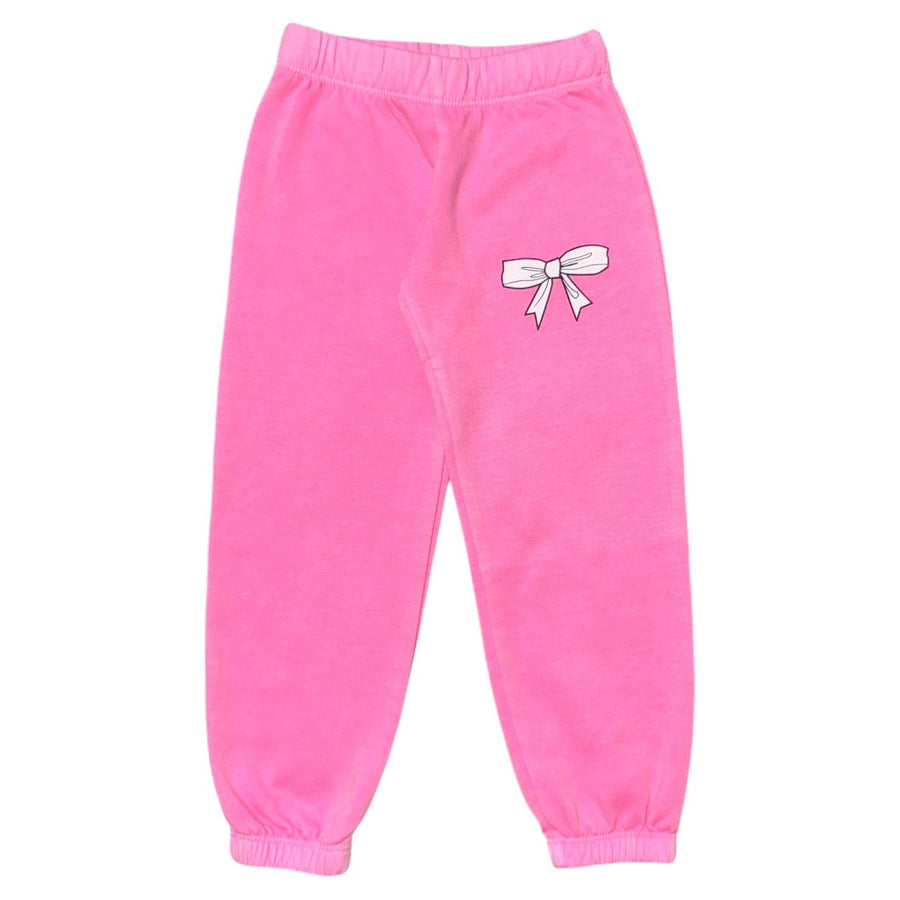 Girls Pink Bow Design Sweatpants | Mini Dreamers