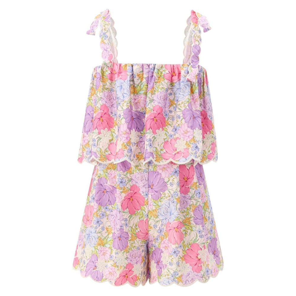 Embroidered Floral Romper Tiered Design | Marlo