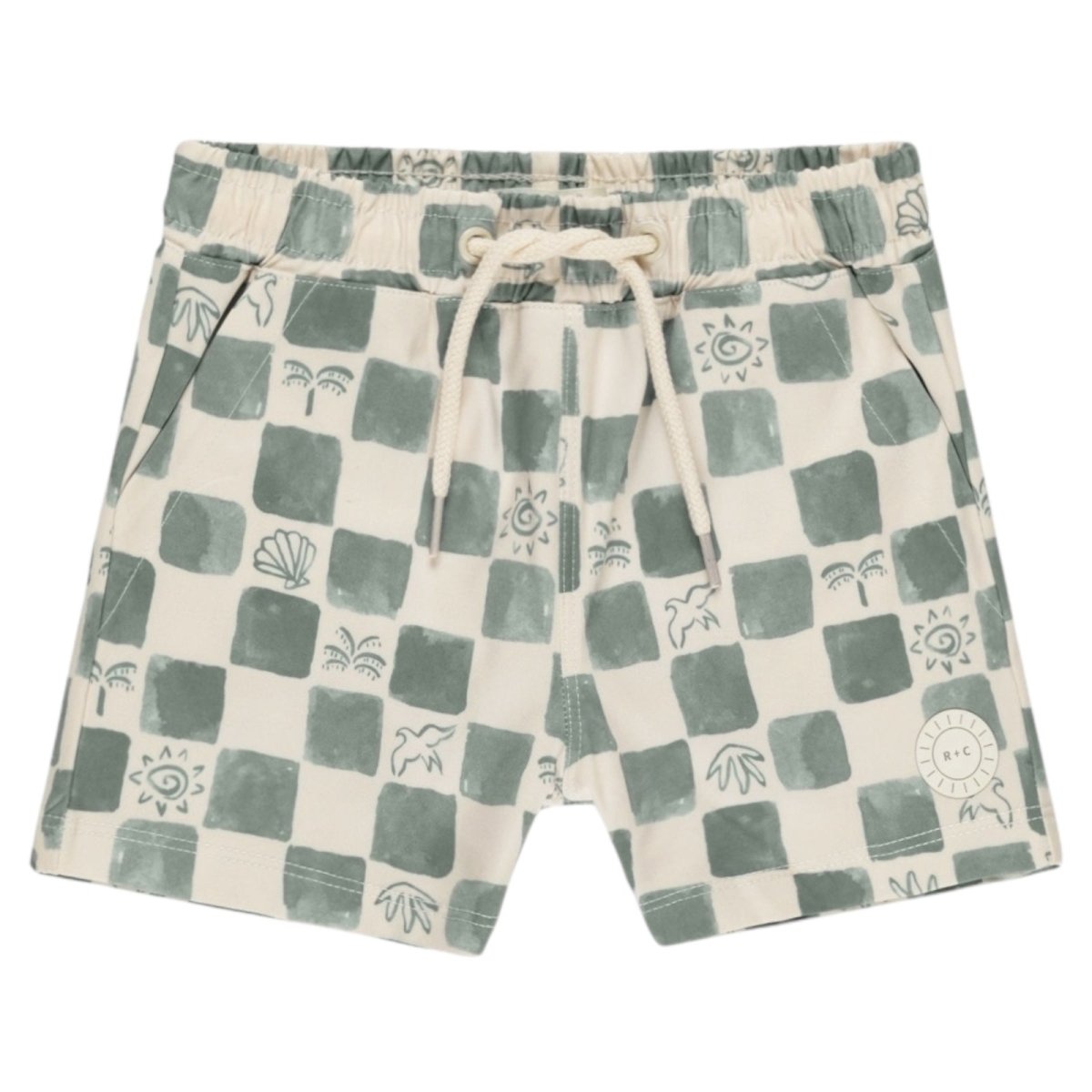 Tropical Check Swim Trunks with UPF 50+ | Rylee + Cru