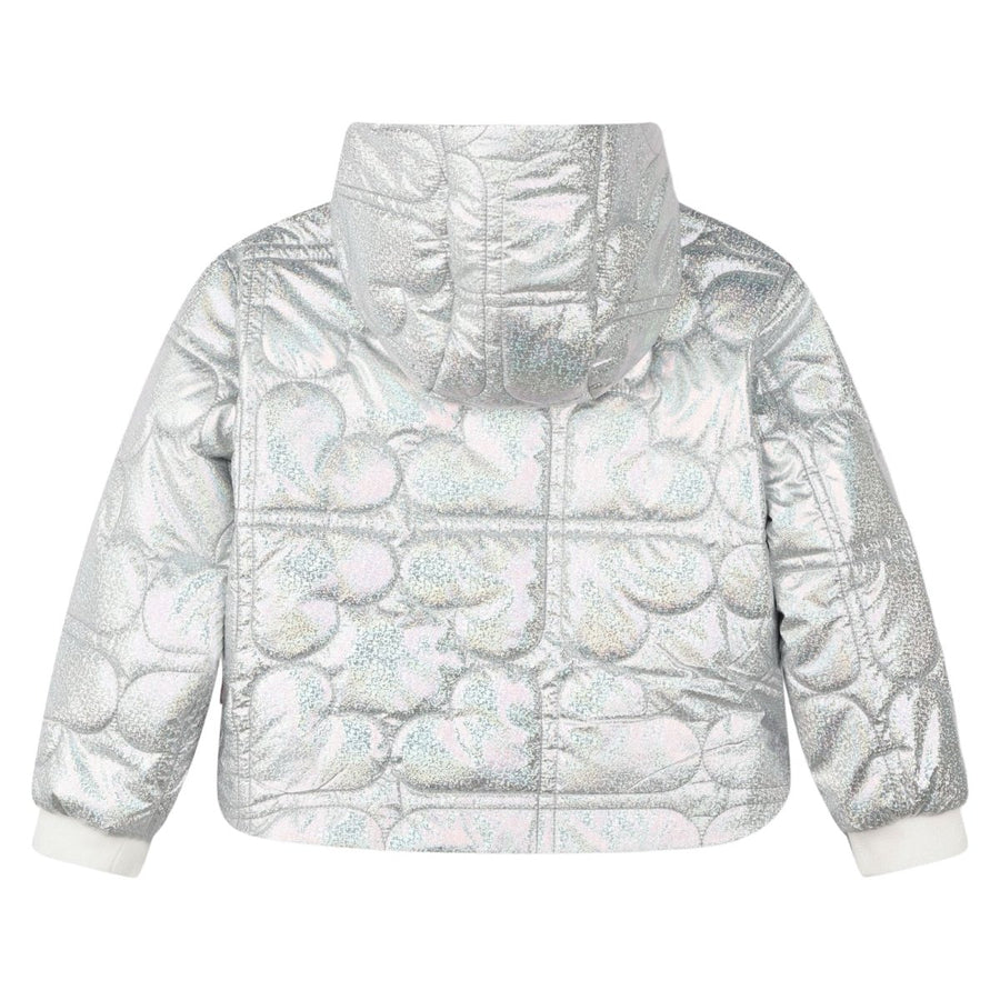 Iridescent Quilted Hearts Puffer Jacket for Kids | Billieblush