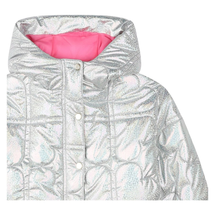 Iridescent Quilted Hearts Puffer Jacket for Kids | Billieblush