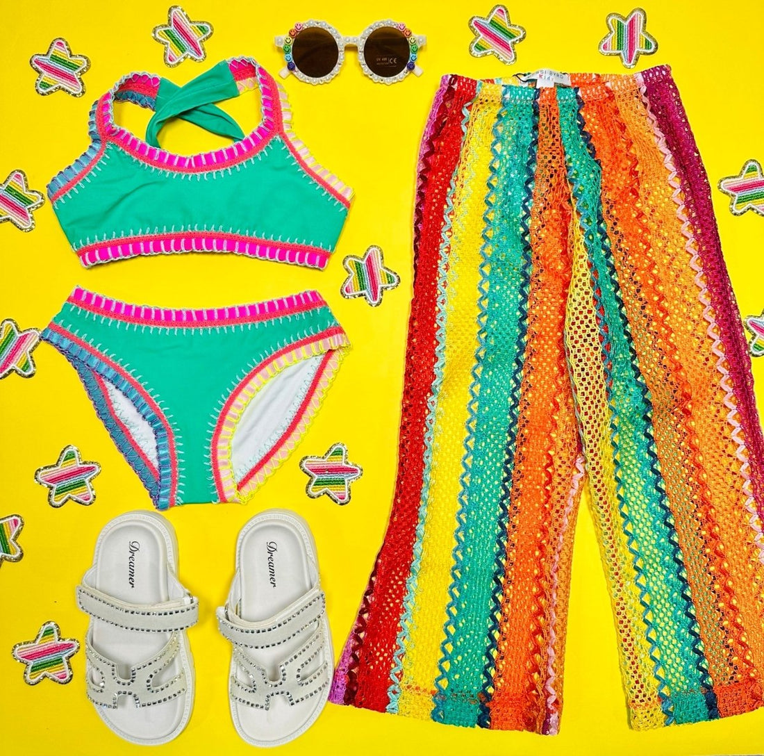 Sheer Knit Cover Up Pants Chevron Pattern | Mini Dreamers