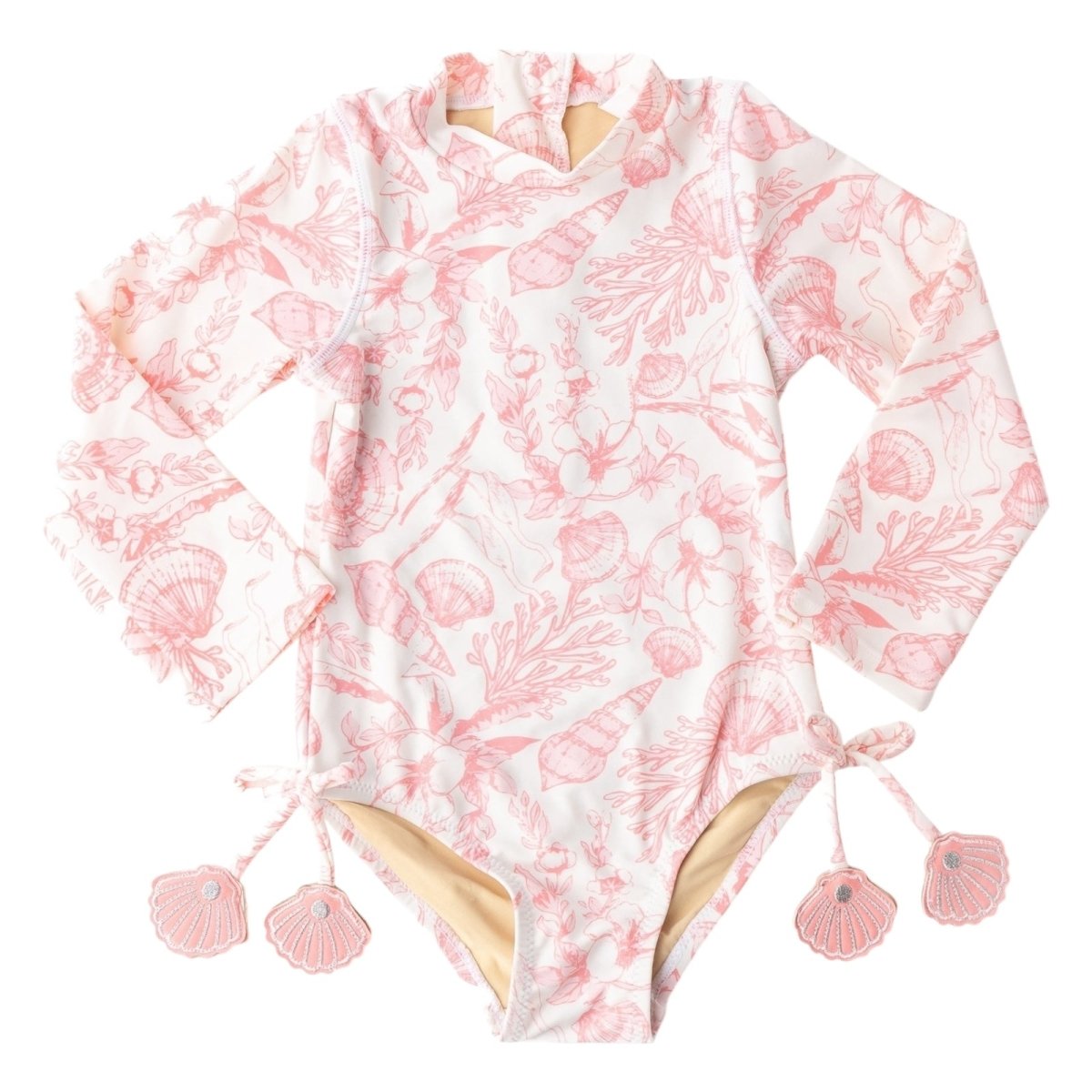 Girls Nautical Long Sleeve One Piece Swimsuit | Mini Dreamers