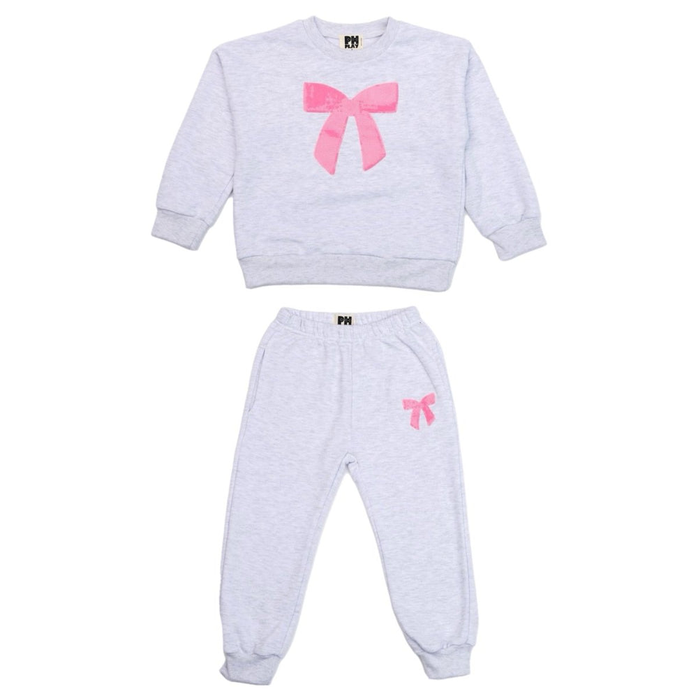 SEQUIN BOW SWEATSHIRT AND SWEATPANTS SET