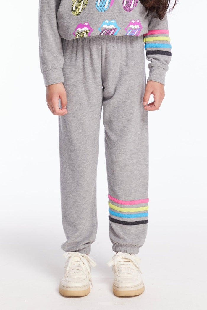 Mini Dreamers | Heather Gray Rainbow Stripe Sweatpants - Chaser Kids