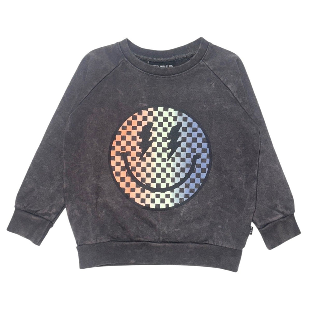 TOTALLY CHILL CHECKERED SMILEY FACE SWEATSHIRT