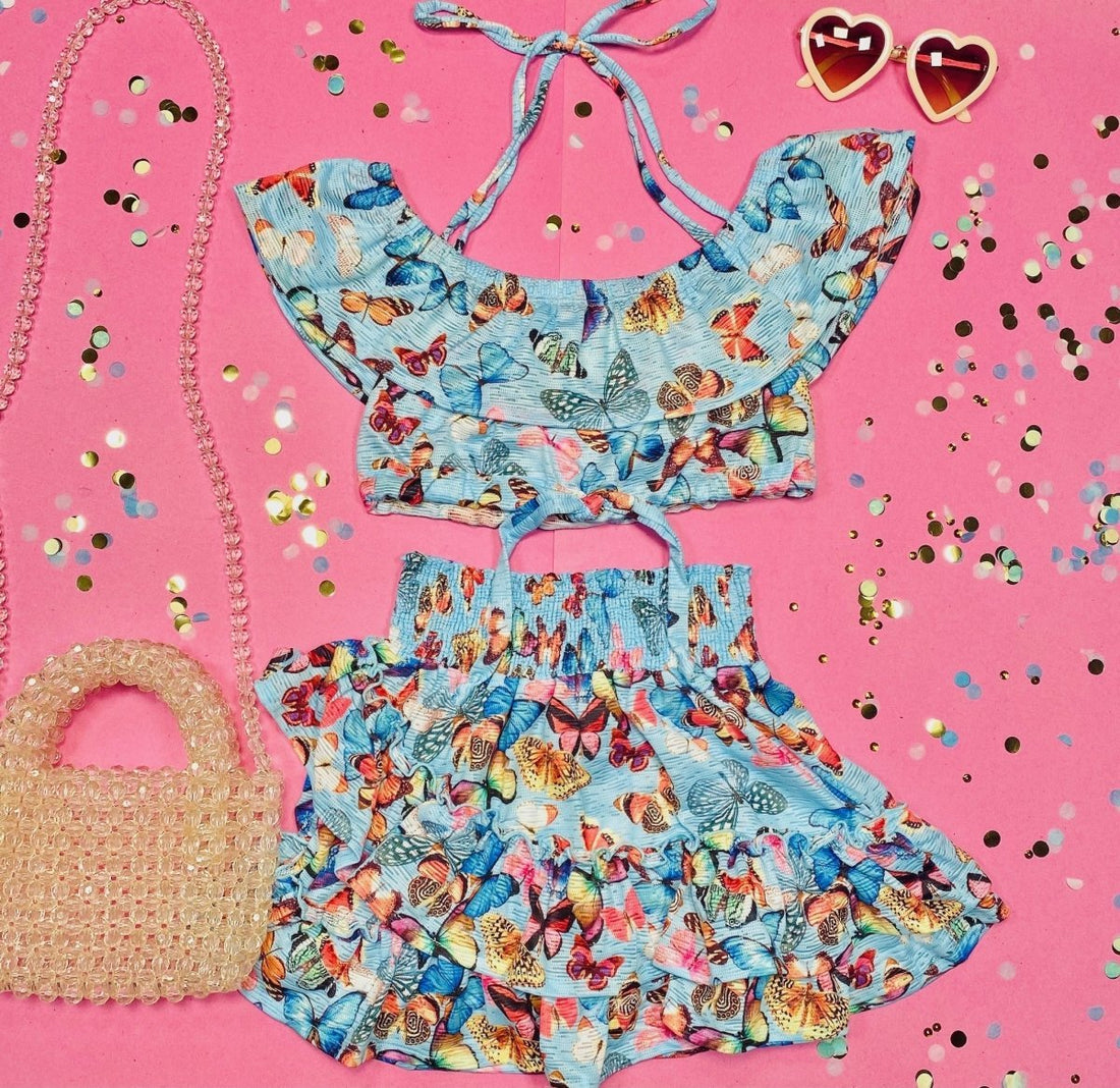 BUTTERFLY RUFFLE CROP TOP