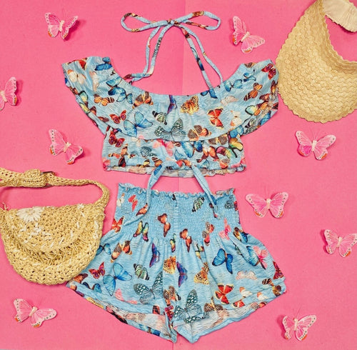 BUTTERFLY RUFFLE CROP TOP