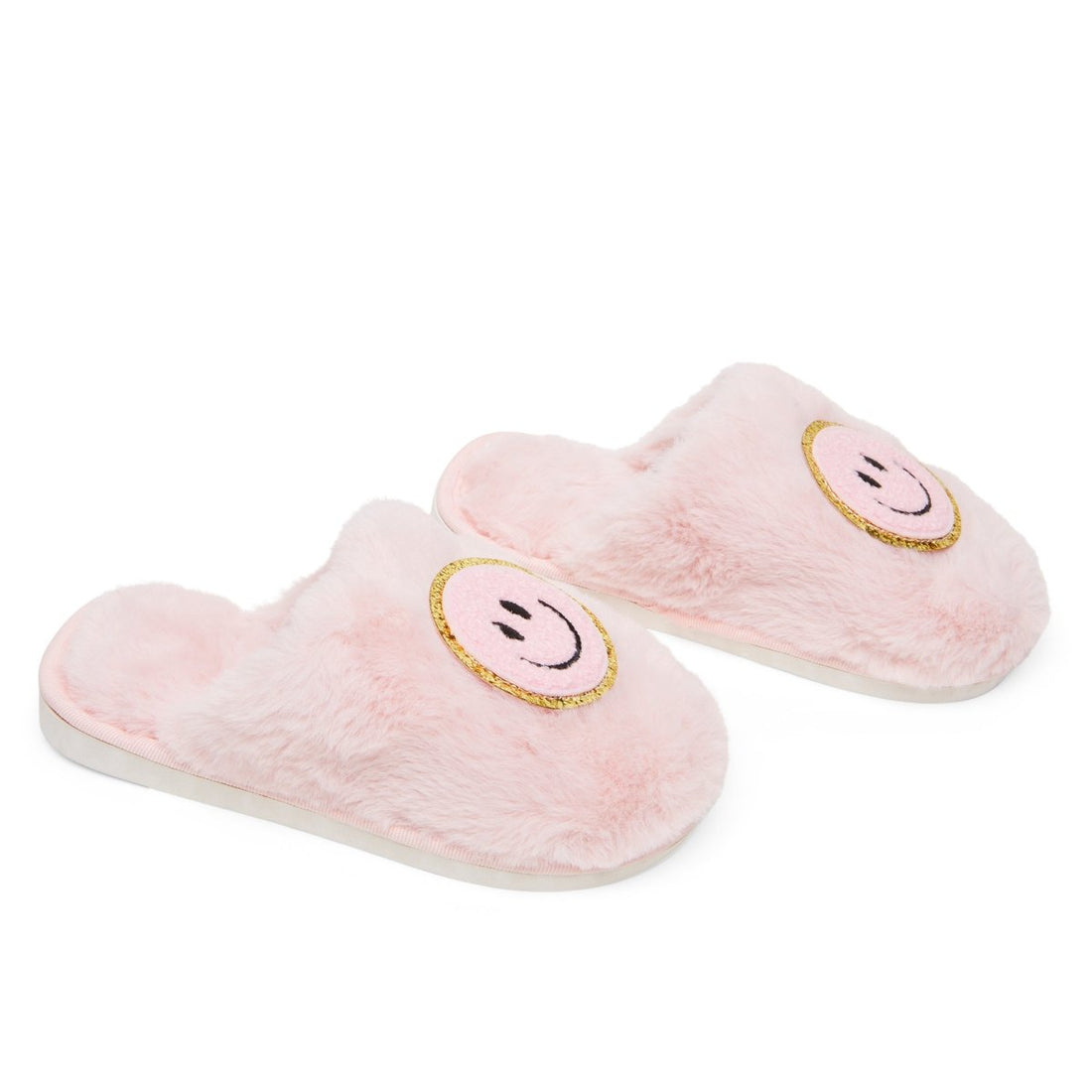Cali Smiley Face Fuzzy Slippers | Mini Dreamers