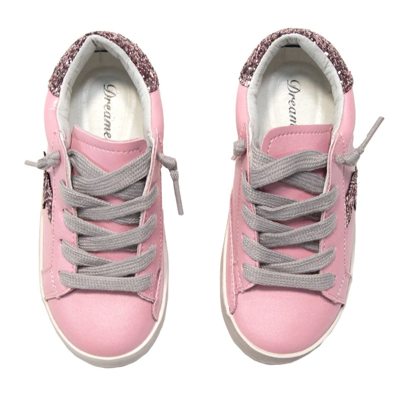 Girls Rose Glitter Lightning Bolt Sneakers | Mini Dreamers
