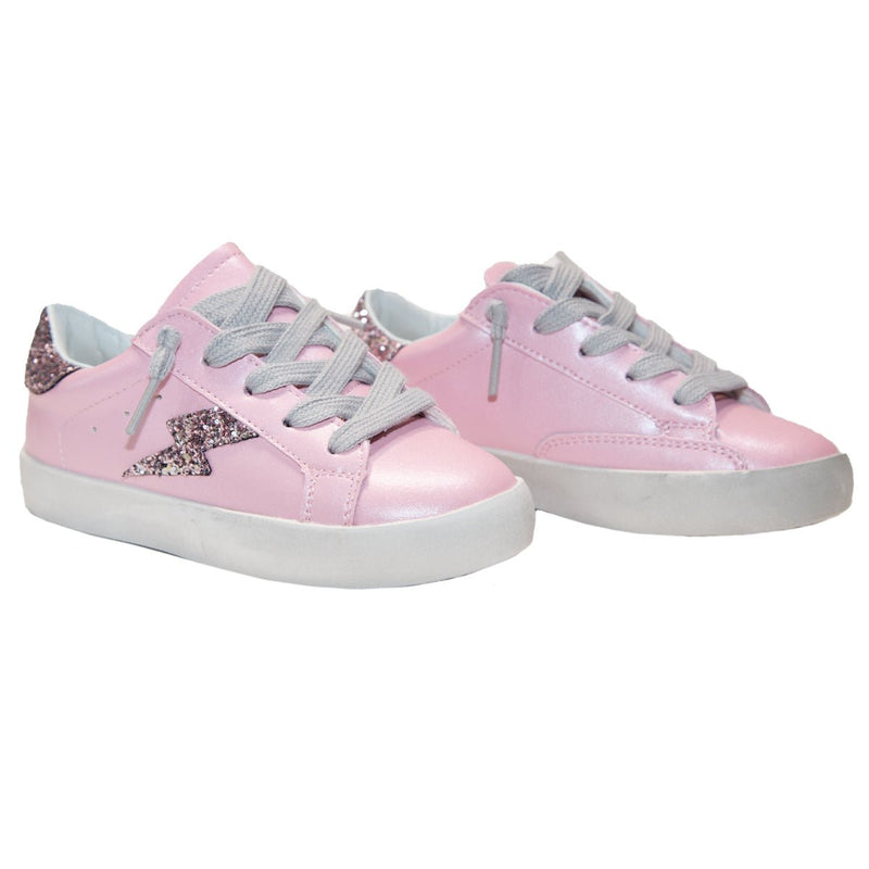 ROSE GLITTER LIGHTNING BOLT SNEAKERS